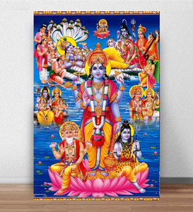 Lord Vishnu Poster For Room & Office,Hindu god wall Poster Photographic ...