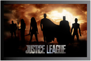 Justice League Superhero Frame Poster For Room Synthetic Wood Gloss ...