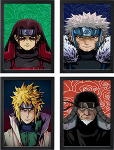 Set of 4 naruto poster with frame 4 hokage wall poster for room Paper ...