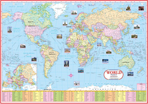 World Political Map | Laminated Both Sides | World Map | Photographic ...