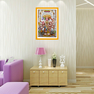 Panchmukhi Hanuman Ji With Pandrah Yantras UV Golden Glitter Picture On ...