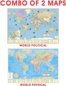 (COMBO OF 2 MAPS) World Map English (Both Political & Physical)| Set Of ...