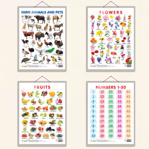 FRUITS CHART HARD LAMINATED, FLOWERS CHART HARD LAMINATED, FARM ANIMALS ...