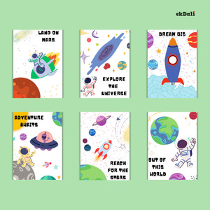 6 Outer Space Posters for Kids with Bright and Fun Designs Paper Print ...