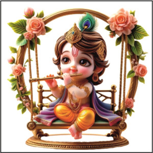 StickerPark Baby Krishna Jhula 45 CM God Wall Stiker For Living Room ...