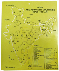 India Map Stencil (19 cm x 15.5 cm x 0.5 cm Yellow Color) 2 Piece 3D ...