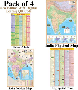 India Map Set Pack of 4 – India Political Map, India Physical Map ...