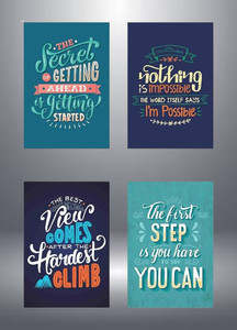 The first step Inspirational Motivational Pack of 4 Posters for Room ...
