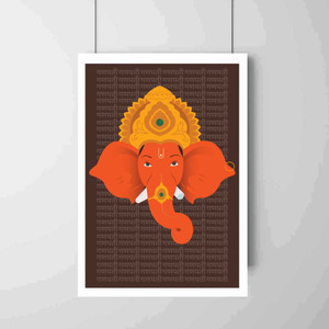 Ganpati Illustration Poster for Home Decor, Unframed Digital Art Print ...