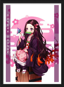 Nezuko Kamado Aesthetic Background | Demon Slayer Framed Poster | Anime ...
