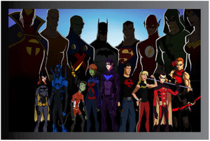 Justice League Superhero Frame Poster For Room Synthetic Wood Gloss ...