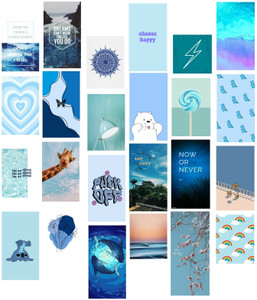 Aesthetic blue poster card for wall decor HD poster set of 24 { size 4× ...
