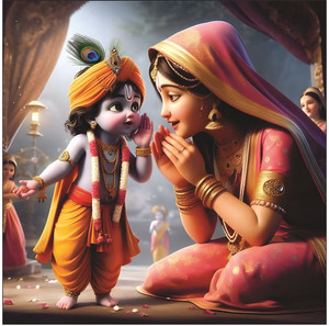 Meri Decor Mahiya Yashoda With Bal Krishna God Wall Poster For Pooja ...