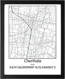 Cherthala,Kerala,India UNFRAMED Minimalist Map Line Art Print Poster ...
