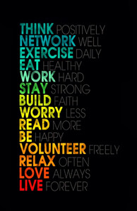 Quotes & Motivation Poster 'Think Positively! Network Well! Exercise ...