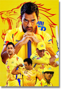 CSK MS DHONI POSTER FOR ROOM & OFFICE (13x19 Inches) 300 GSM | IPL ...