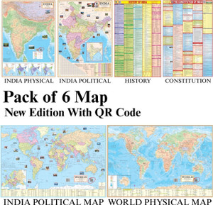 (COMBO OF 6 MAPS/CHARTS) INDIAN Constitution Map & History of India Map ...
