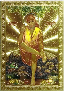 Gold Plated Shirdi Sai Baba Small Size Self Adhesive Photo 3D Poster ...