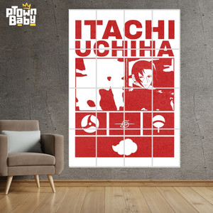 Itachi Uchiha: Naruto monochrome poster | 4x4 A4 Grid Poster | Paper ...