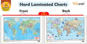 2 IN 1 WORLD POLITICAL AND PHYSICAL MAP IN ENGLISH Educational Charts ...