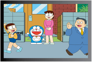 Doraemon Cartoon Poster with Frame Gloss Lamination M23 Paper Print ...