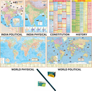 (SET OF 6 MAPS, CHARTS WITH COMPLIMENTARY PENCIL, SHARPENER & ERASER ...
