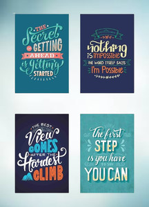 The first step Inspirational Motivational Pack of 4 Posters for Room ...