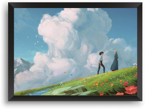 Howl's Moving Castle Studio Ghibli Poster Wall Frame - Black Framed ...