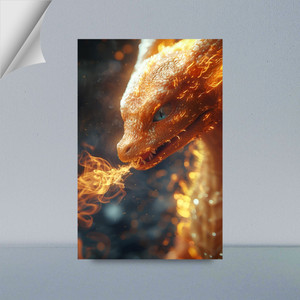 VIRGIN ART | FLYING CHARMANDER | POKEMON | ANIME | 300 GSM A4 FRAMED ...