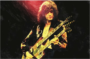 Led Zeppelin Jimi Page Multi-Guitar Poster Paper Print - Music posters ...