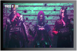 Free Fire Game Frame Poster For Room Synthetic Wood Gloss Lamination ...