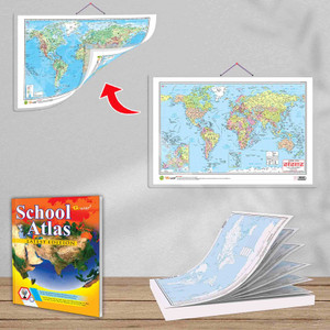 SMALL - 100 WORLD RIVER OUTLINE MAP FOR SCHOOL, 2 IN 1 WORLD POLITICAL ...