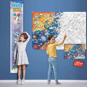 SPACE HEIGHT CHART and GIANT SPACE COLOURING POSTER| Set of 1 chart+1 ...