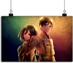 Eren Mikasa Poster | Attack On Titan Eren Yeager And Mikasa Ackerman ...
