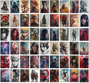 Naruto Characters and Scenes Art Set - Set of 54, 4 x 6 Inches Posters ...