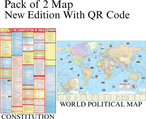 Pack of 2 Maps - Constitution of India & World Political Map, 70x100 cm ...