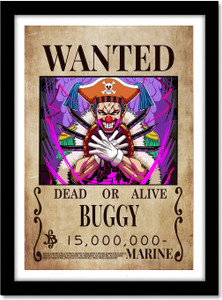 One Piece Wanted Buggy Poster Frame For Room & Office wall Paper Print ...