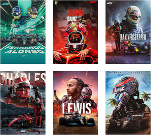 Pack of 6 - F1 Formula 1 Art Max Verstappen Wall Posters 8x12 inch (A4 ...