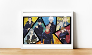 ANIME POSTER FRAME - JUJUTSU KAISEN - White Framed Wall Poster For Home ...