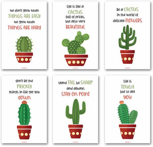 Combo of 6 Cactus Minimal Inspirational Posters Quotes for Room Office ...