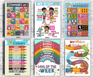Set of 6 educational motivational wall poster for kids Paper Print ...