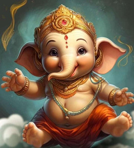 ganpati cartoon deepart9860751 Multicolour, Printed, 12 x 18 Inch Paper ...