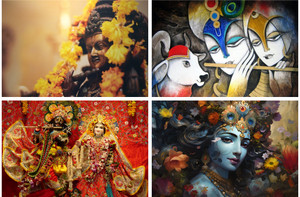 Poster 4 Combo, Bal Krishna, Lord Krishna Poster | Radha-Krishna,Laddu ...