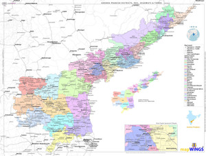 Map of { ANDHRA PRADESH } with Towns, Highways-Rail and District ...