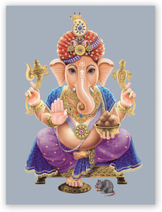 Hindu God Ganesha With Mushak Raj Photo Poster Room Decoration Size 24 ...
