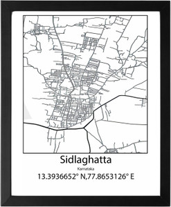 Sidlaghatta,Karnataka,India UNFRAMED Minimalist Map Line Art Print ...