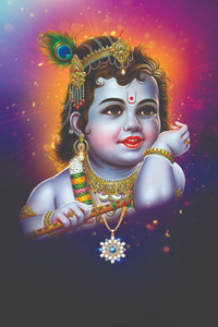 Lord Bal Krishna Poster (12x18 Inch, 300GSM Thick Paper with Gross ...