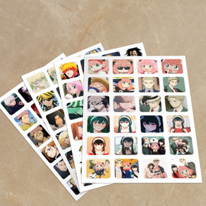 Anime Cute Small Round Corner Stickers ( Set of 4 Sheets ) Paper Print ...