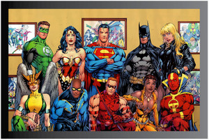 Justice League Superhero Frame Poster For Room Synthetic Wood Gloss ...