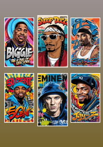OG Rapper Poster Set of 6 - A3 Size 300 GSM Glossy Prints | Eminem ...
